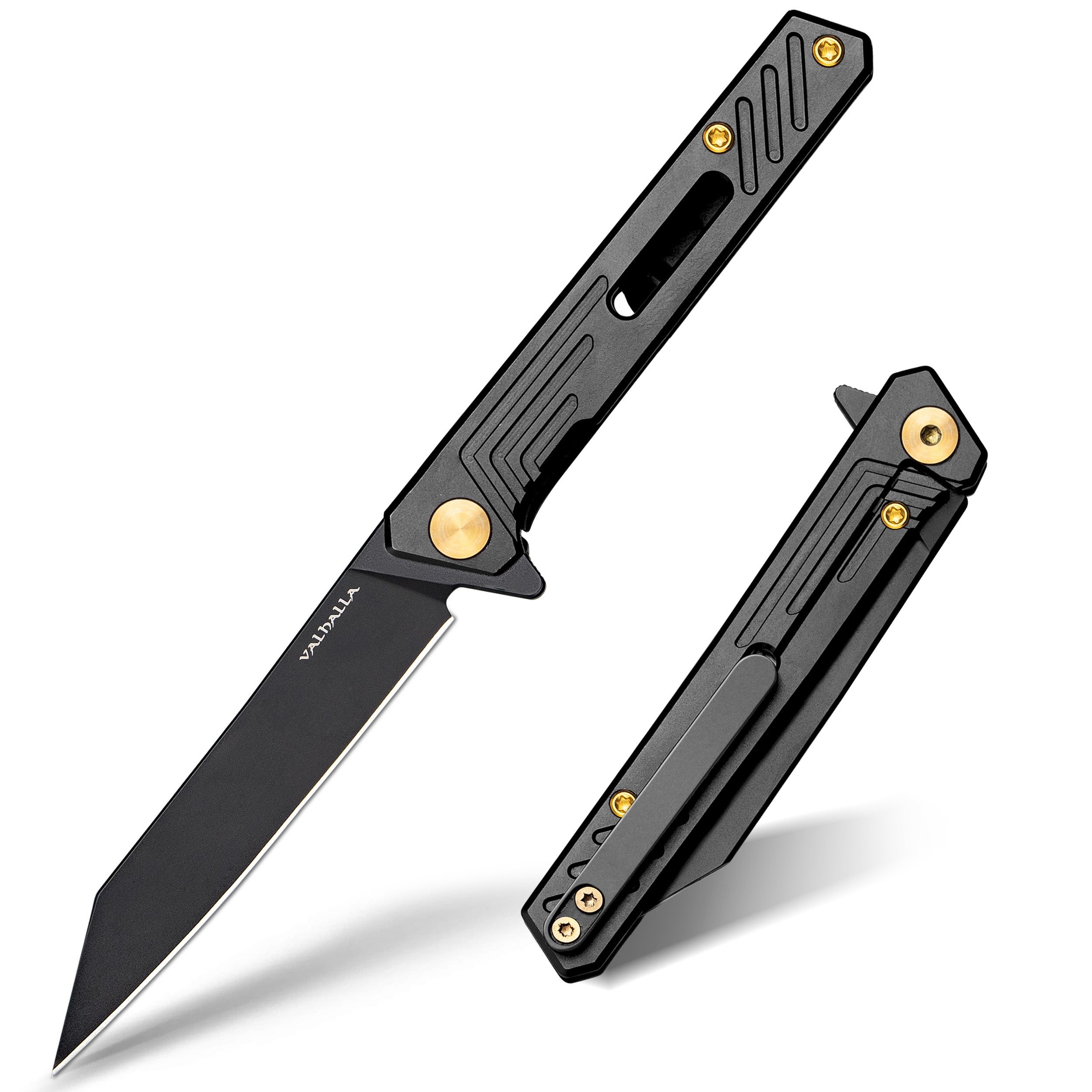 VALHALLA 2.98'' D2 Steel Reverse Tanto Folding Knife, Frame Lock ...