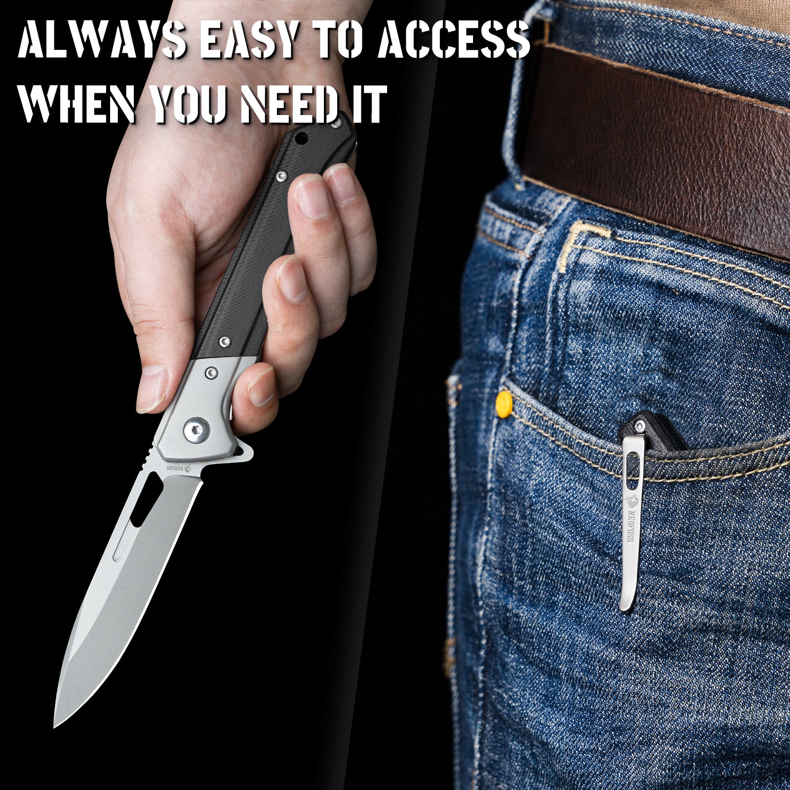 Elf Elegant Pocket Knife, D2 Blade EDC Knife with G10 Handle – NedFoss ...