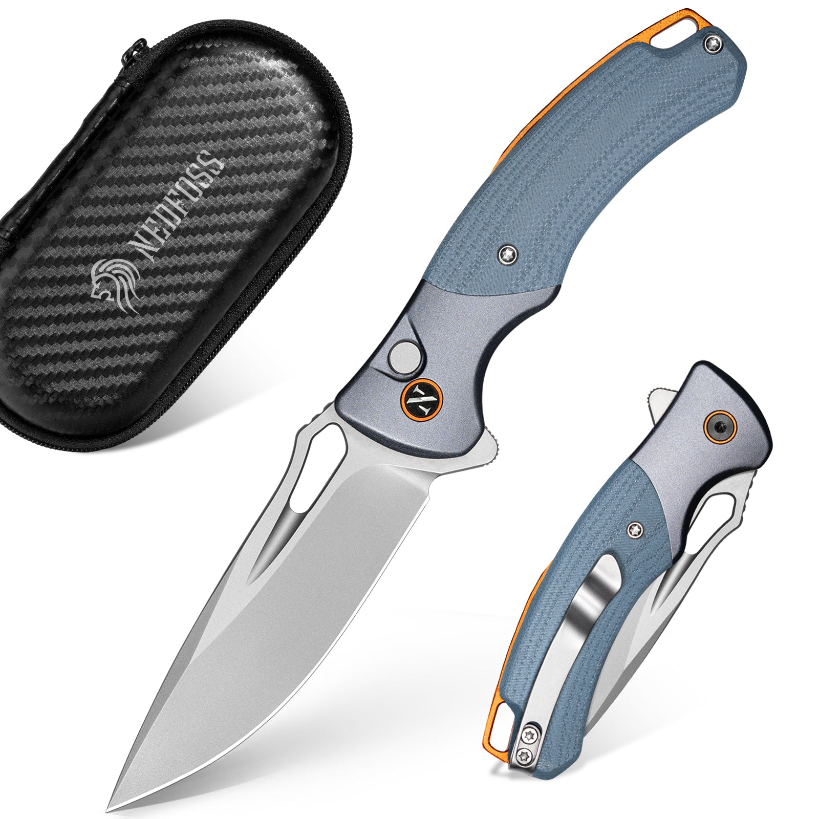 NedFoss Heron 2.95" Japanese VG10 Steel Blade EDC Pocket Knife with Bu ...