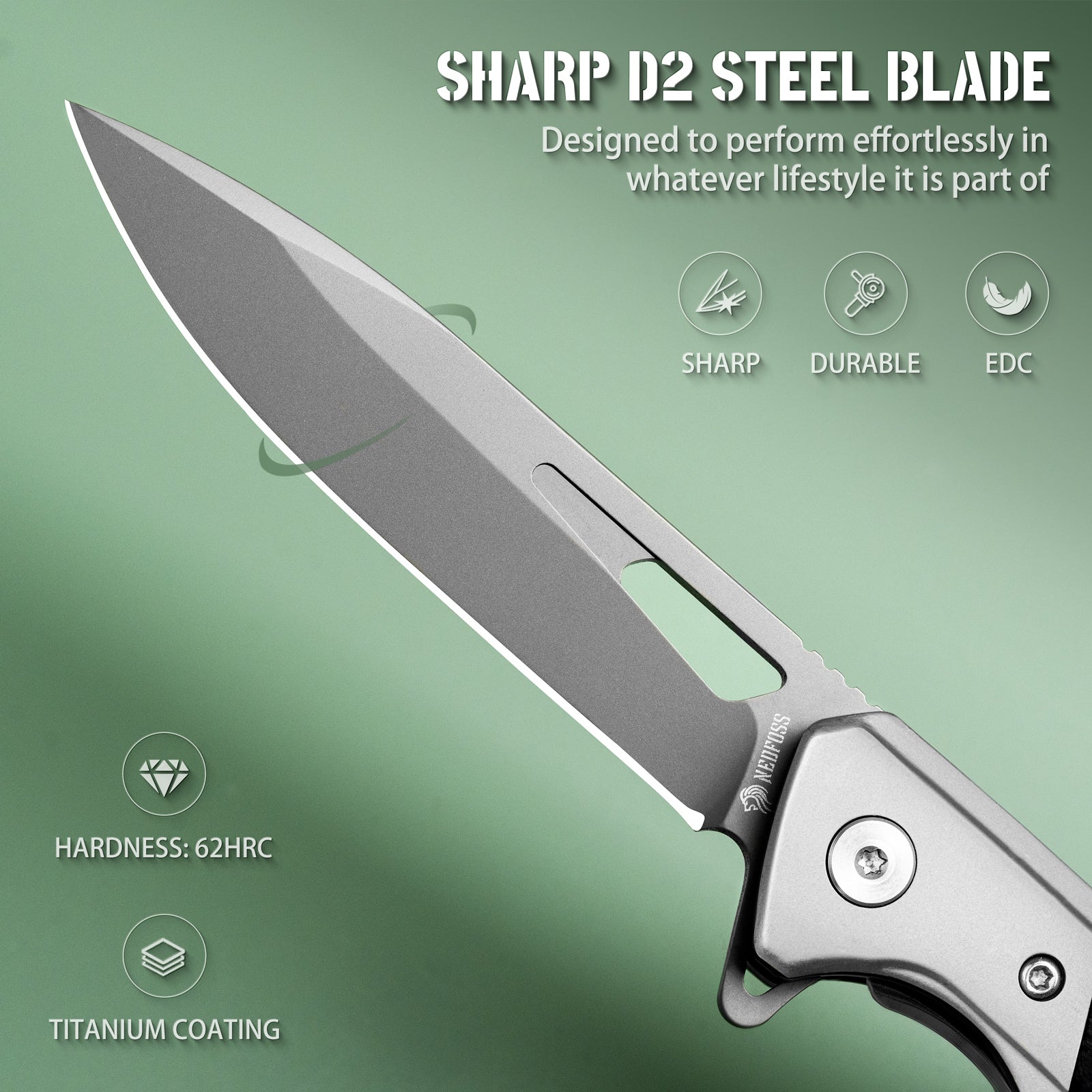 Elf Elegant Pocket Knife, D2 Blade EDC Knife with G10 Handle – NedFoss ...