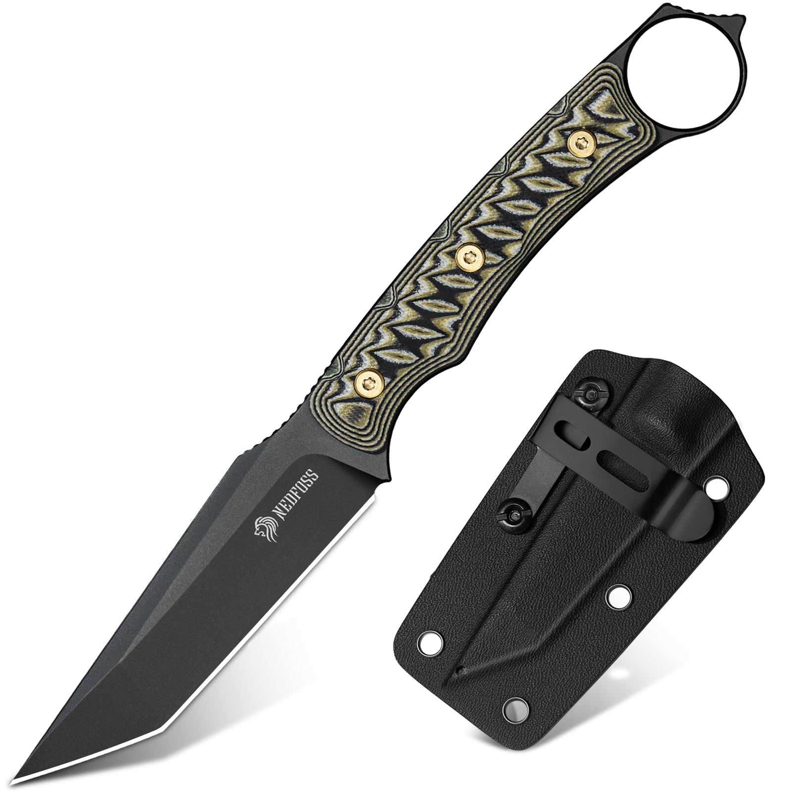 Boar Fixed Blade Knfie,D2 Steel Full Tang Blade Bushcraft Survival ...