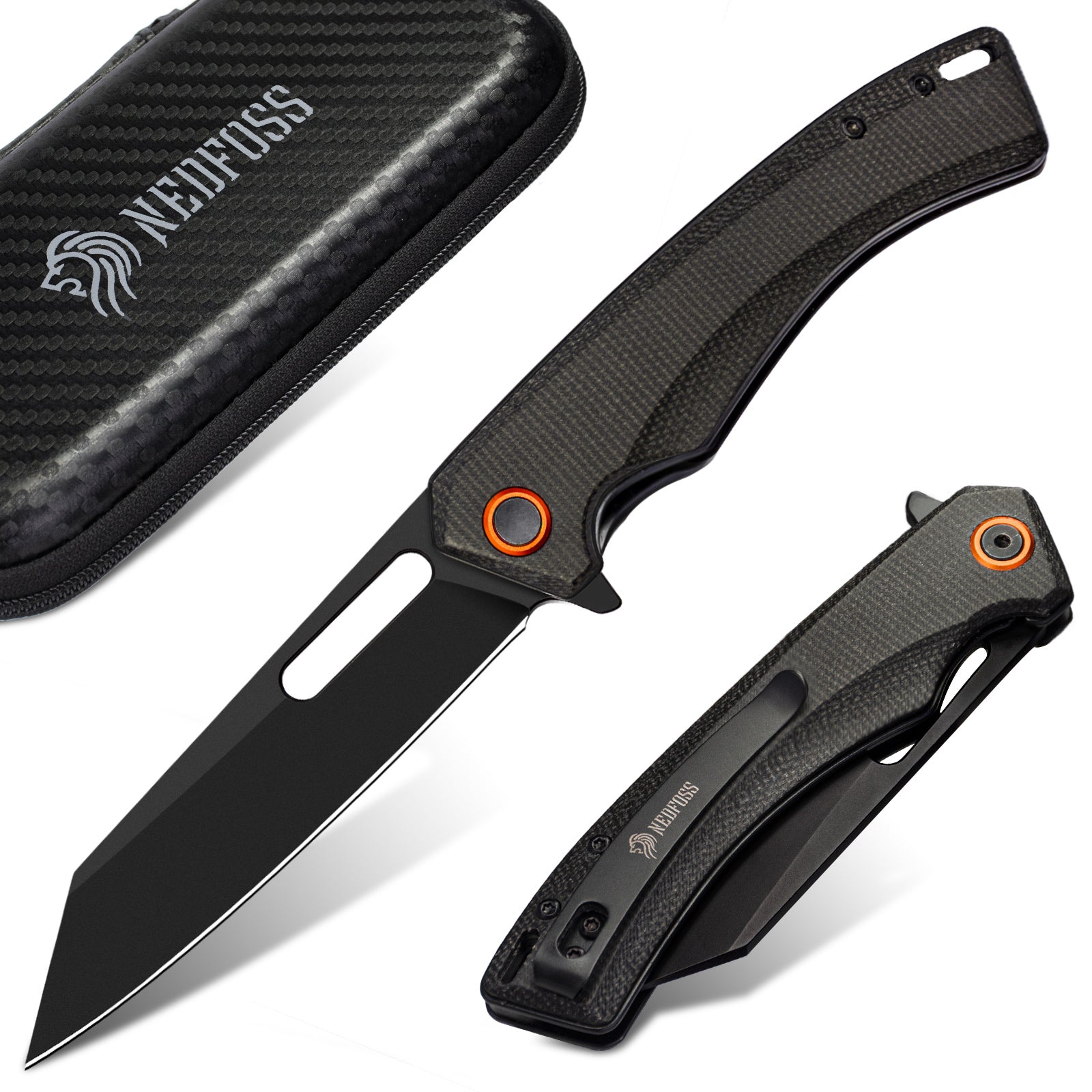 Mamba EDC Pocket Knife,D2 Blade and Micarta Handle, Reverse Tanto ...