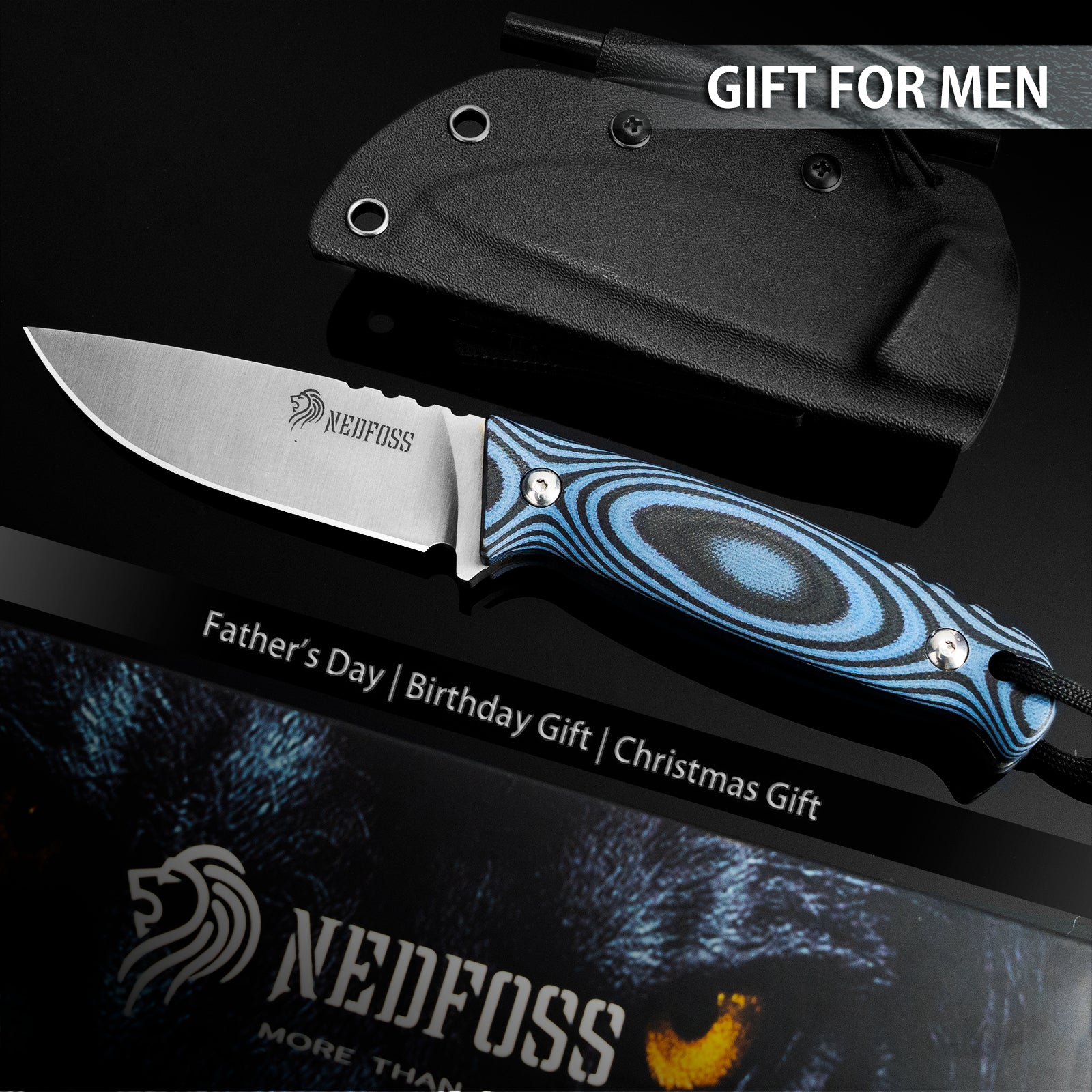 Hyenas Full Tang Fixed Blade Knife with Full Flat Blade and G10 Handle ...